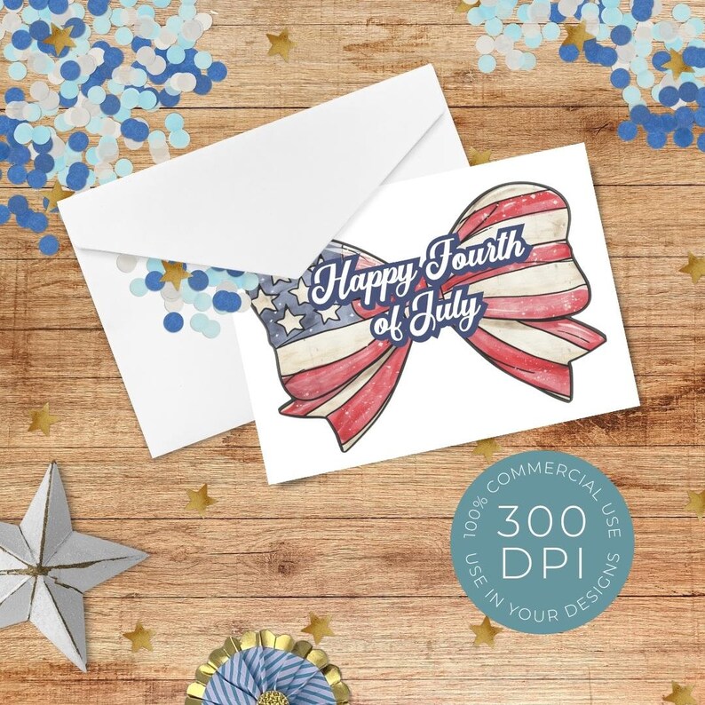 Patriotic Coquette Bow Single Clipart, 4th of July, Independence Day ...