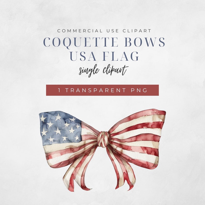 Patriotic Coquette Bow Single Clipart, 4th of July, Independence Day ...