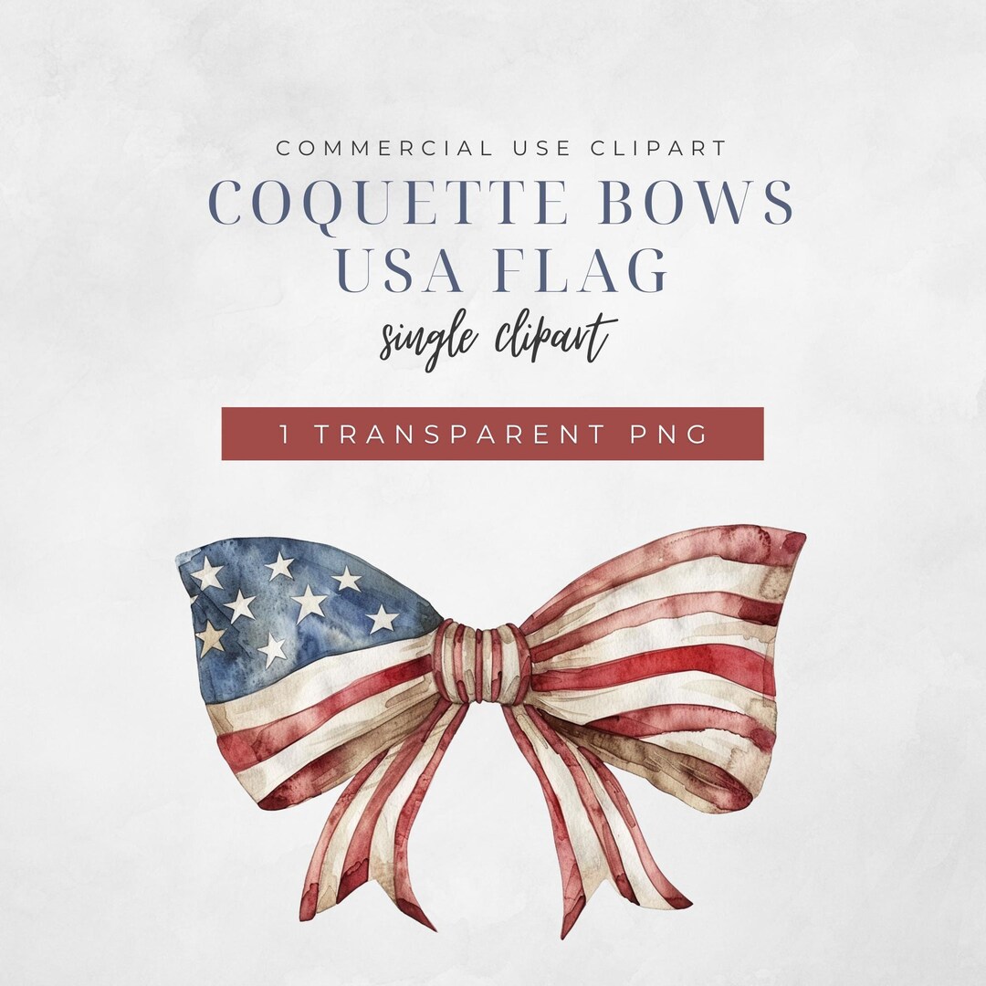 Patriotic Coquette Bow Single Clipart, 4th of July, Independence Day ...
