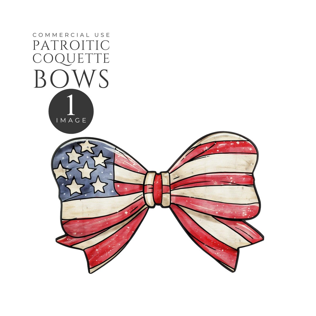Patriotic Coquette Bow Single Clipart, 4th of July, Independence Day ...