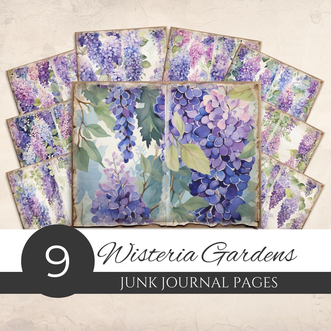 Purple Wisteria Junk Journal Digital Paper Pack, Printable Paper ...
