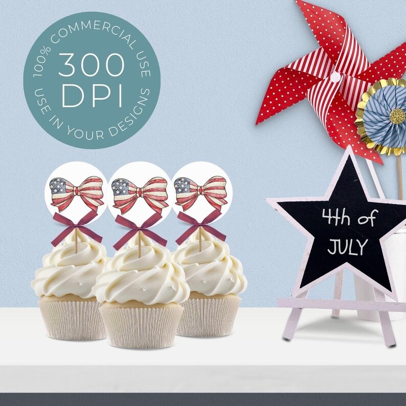 Patriotic Coquette Bow Single Clipart, 4th of July, Independence Day ...