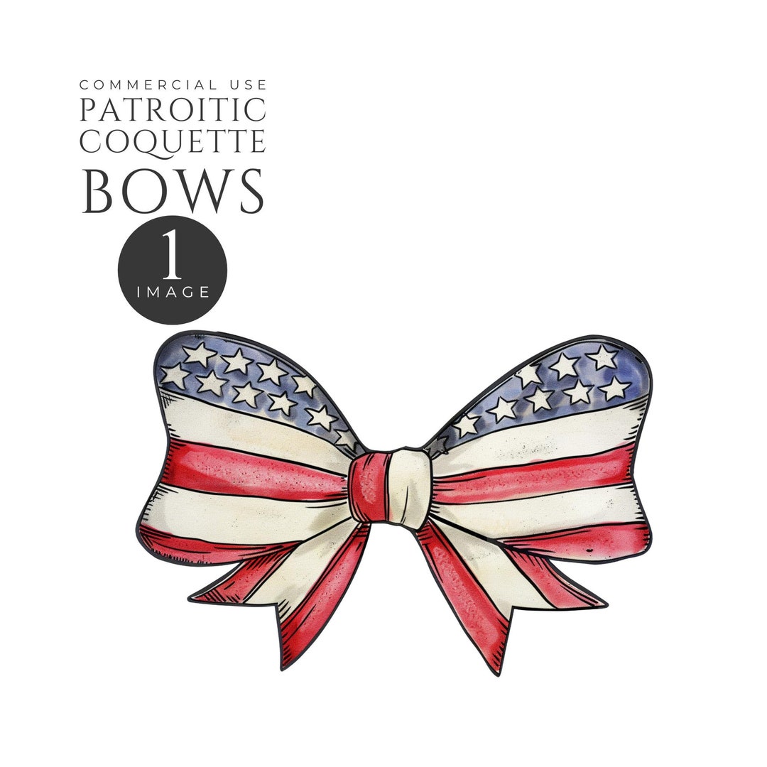 Patriotic Coquette Bow Single Clipart, 4th of July, Independence Day ...
