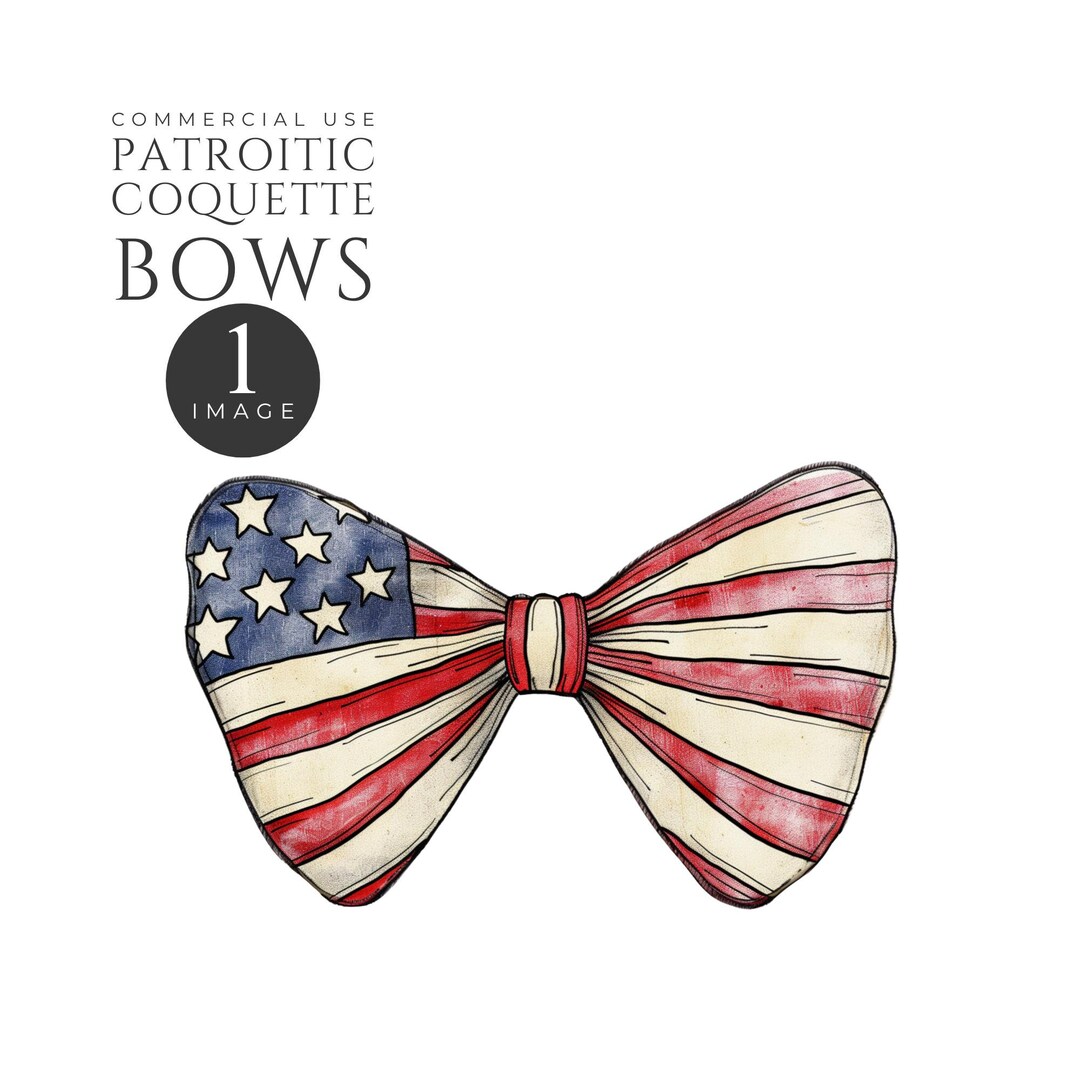 Patriotic Coquette Bow Single Clipart, 4th of July, Independence Day ...