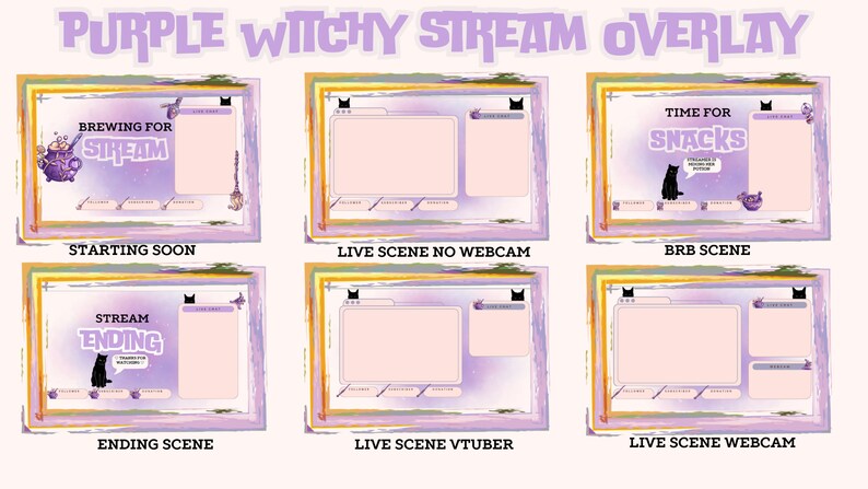 Purple Witchy Stream Overlay - Etsy