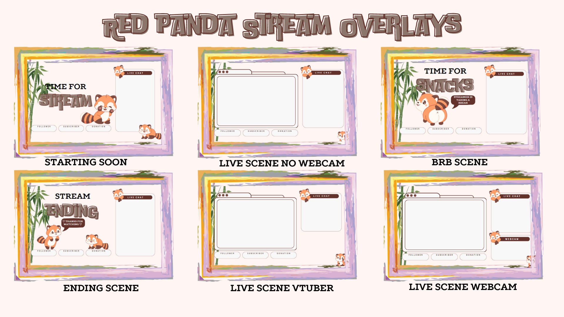 Cute Red Panda Twitch Overlay, Twitch Stream Design, Animal Theme ...