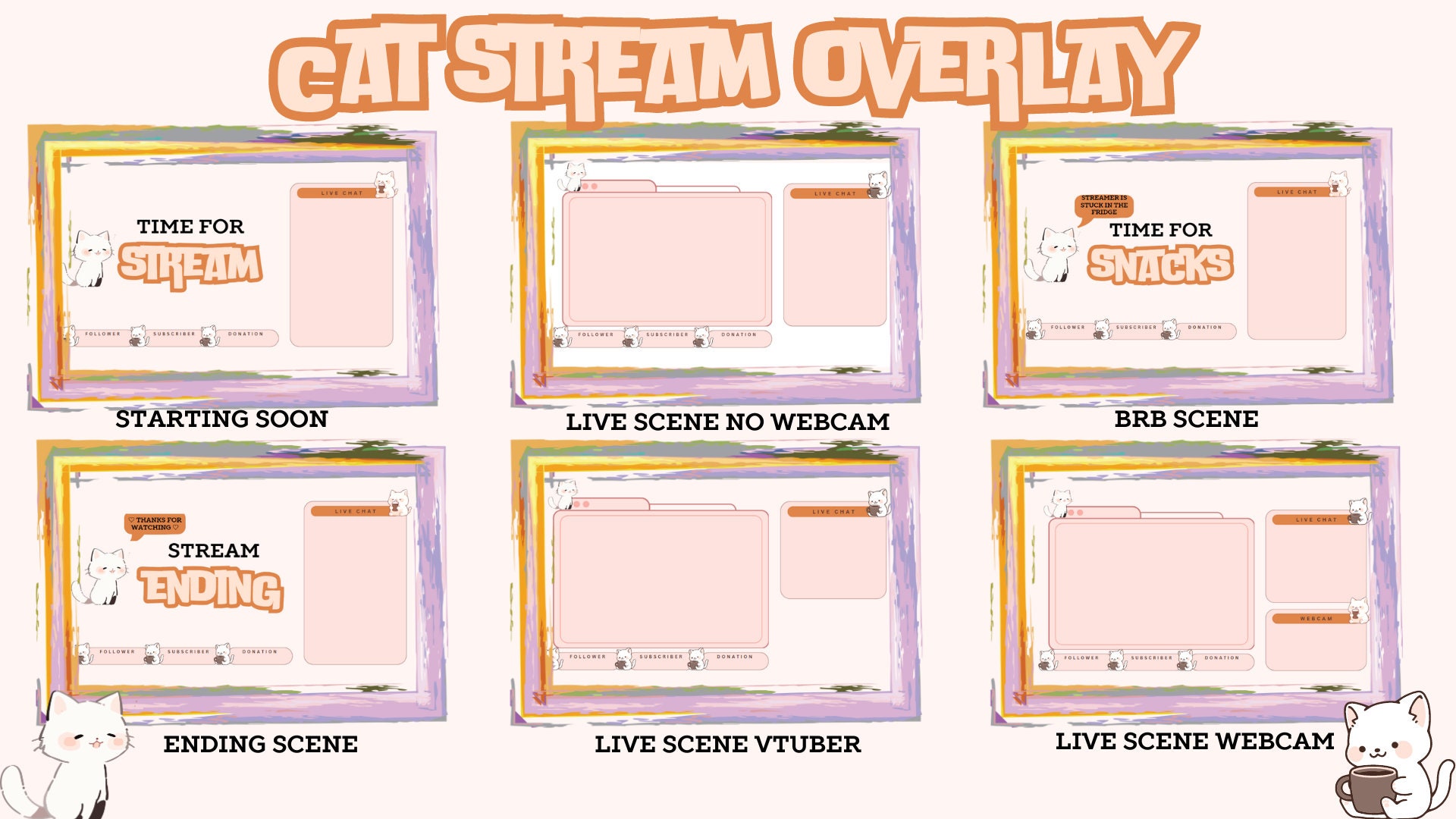 Cute Cat Twitch Overlays - Etsy