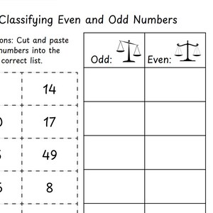 Classifying Even and Odd Numbers | Sorting Activity | Printable ...