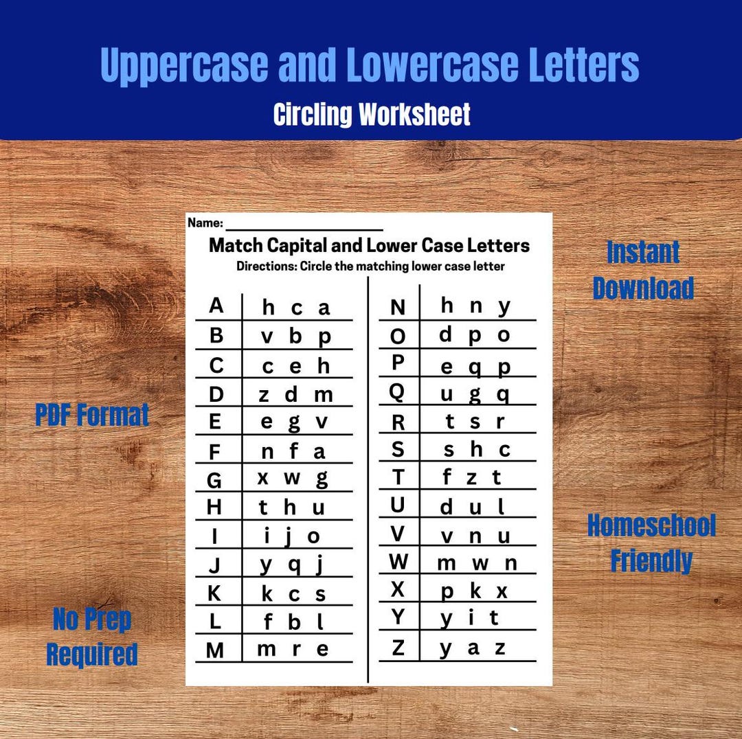 Capital and Lowercase Letter Matching Worksheet | Alphabet Cut and ...