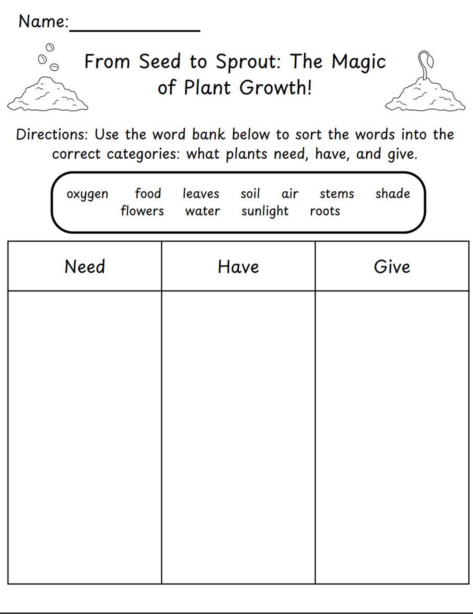 Plant Life Cycle: From Seed to Sprout | Plant Life Cycle Worksheet ...