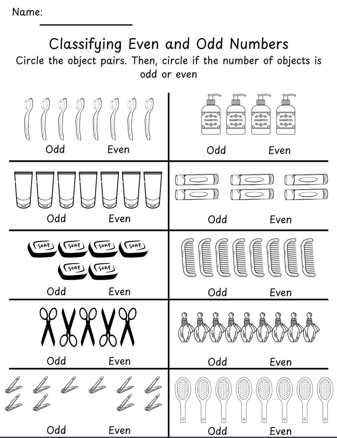 Classifying Even and Odd Numbers | Sorting Activity | Printable ...