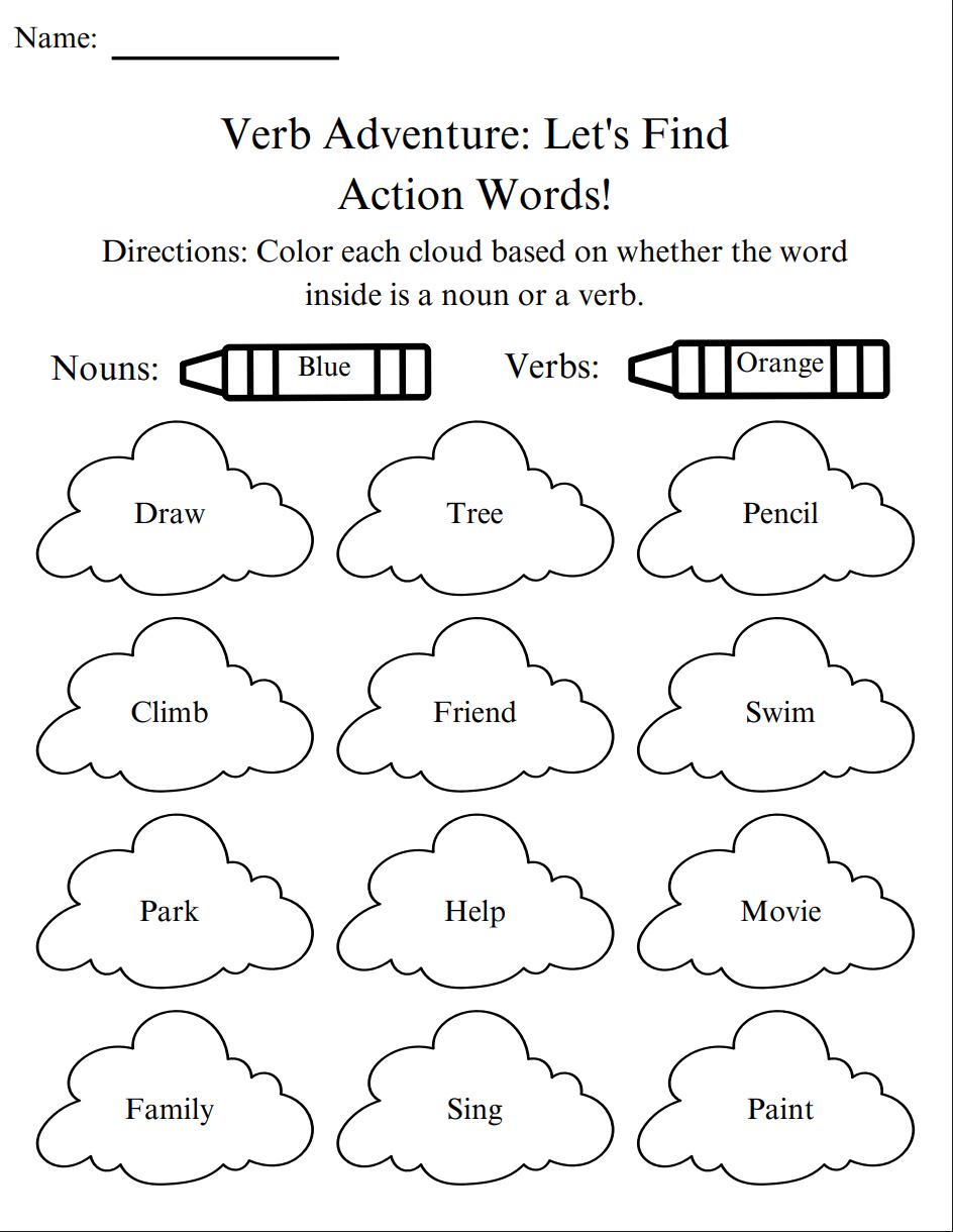 Types of Verbs Worksheets | Action Vs. Non-action Verb Activities ...