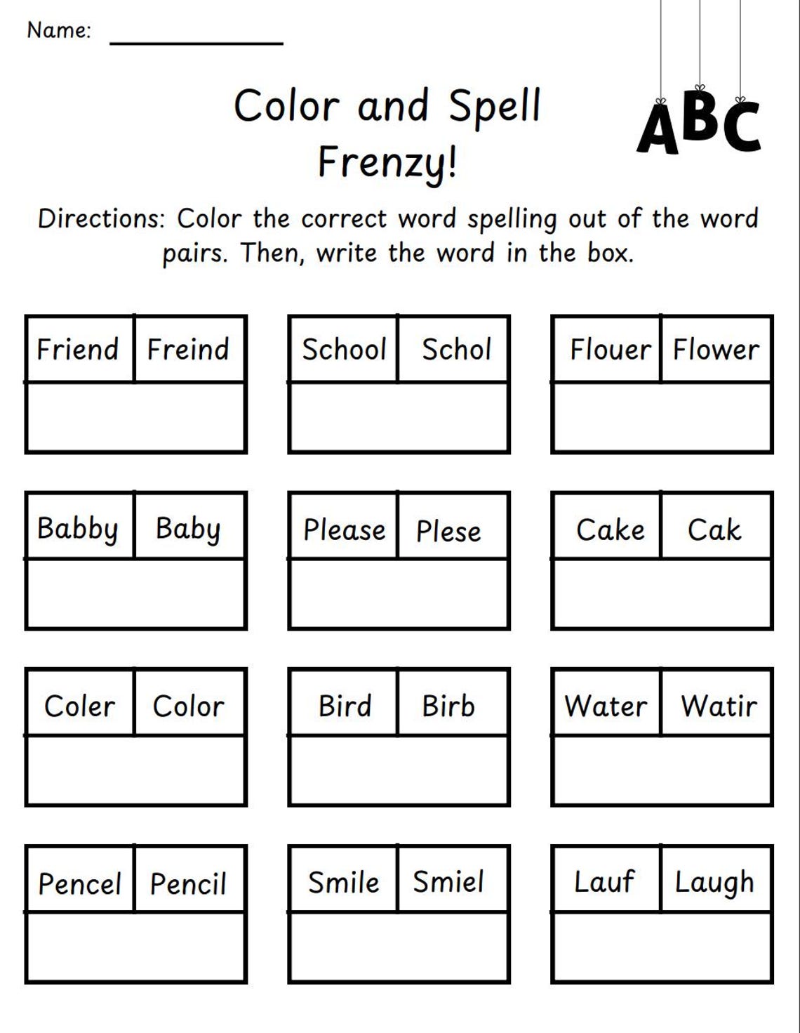 Spelling Adventure Alphabetizing Worksheet | Alphabetize, Color, Spell ...