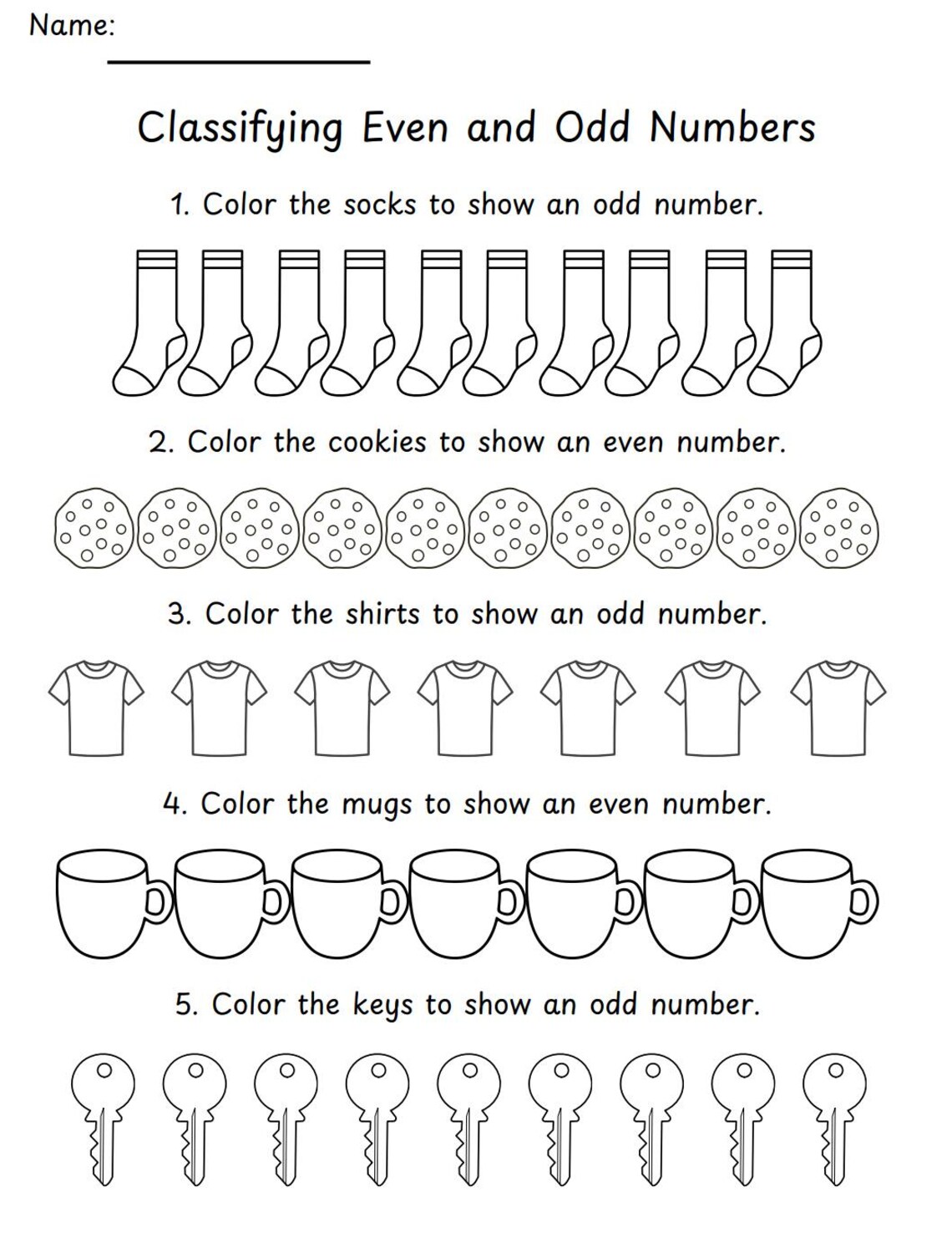 Classifying Even and Odd Numbers | Sorting Activity | Printable ...