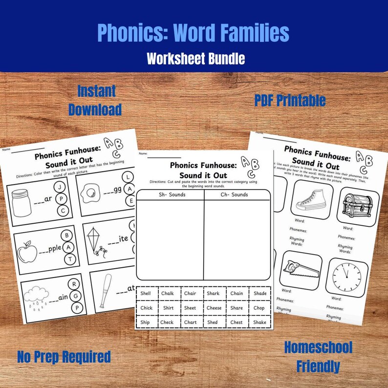 Phonics Word Family Worksheets | CVC, Rhyming, Short Vowels | Cut and ...