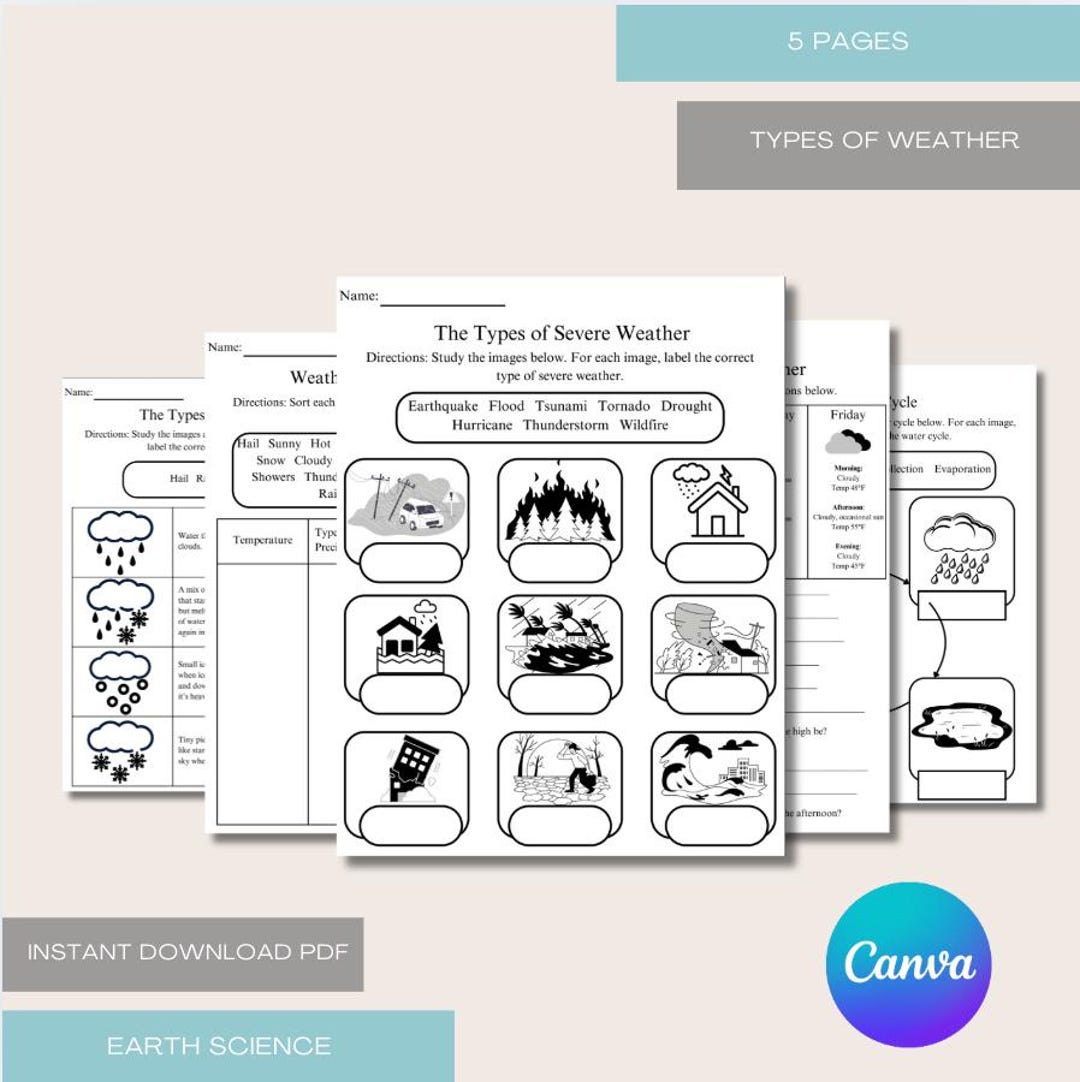 Weather Worksheets Bundle | Severe Weather & Forecast Activities - Etsy