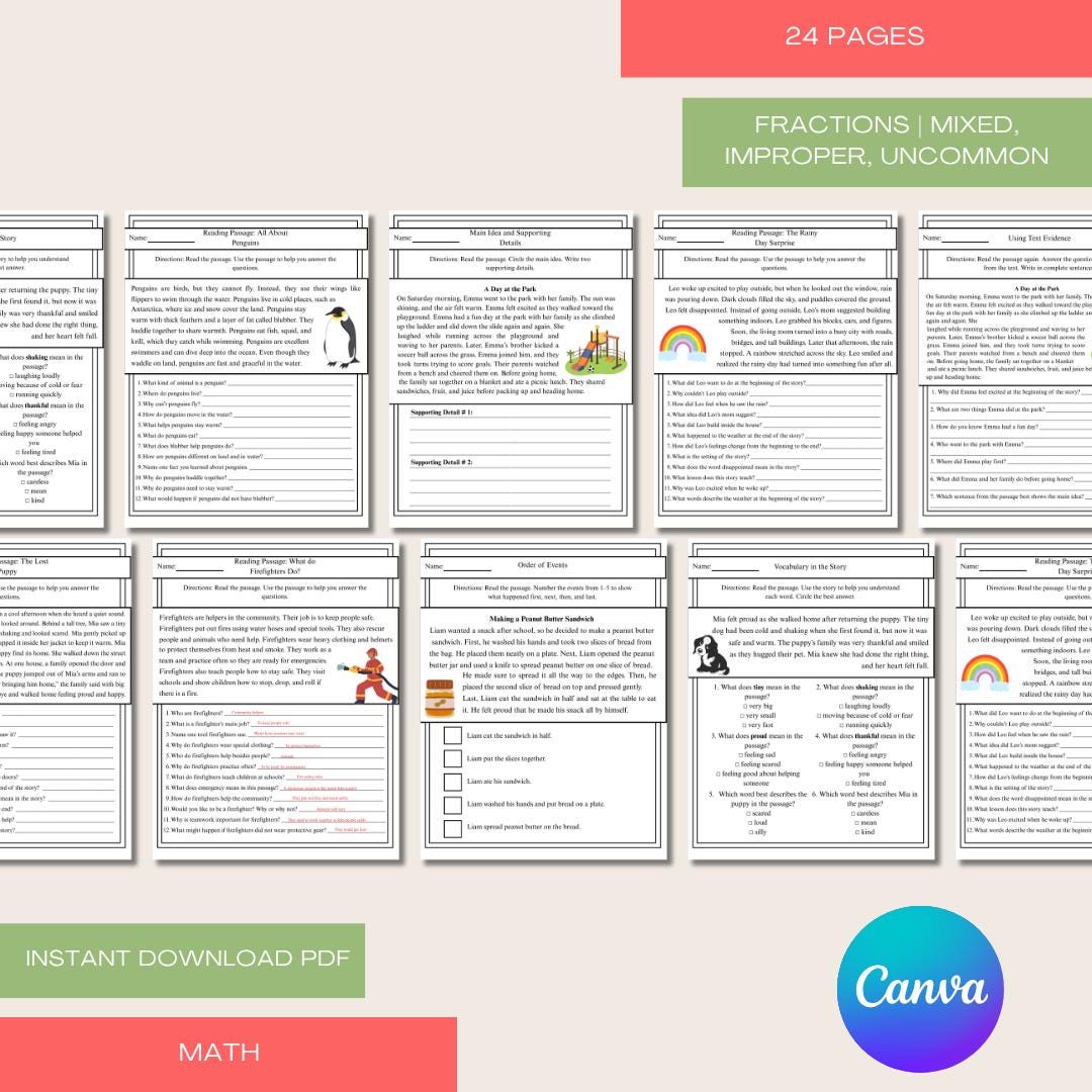 Hojas de trabajo de comprensión lectora / Textos de ficción y no ...