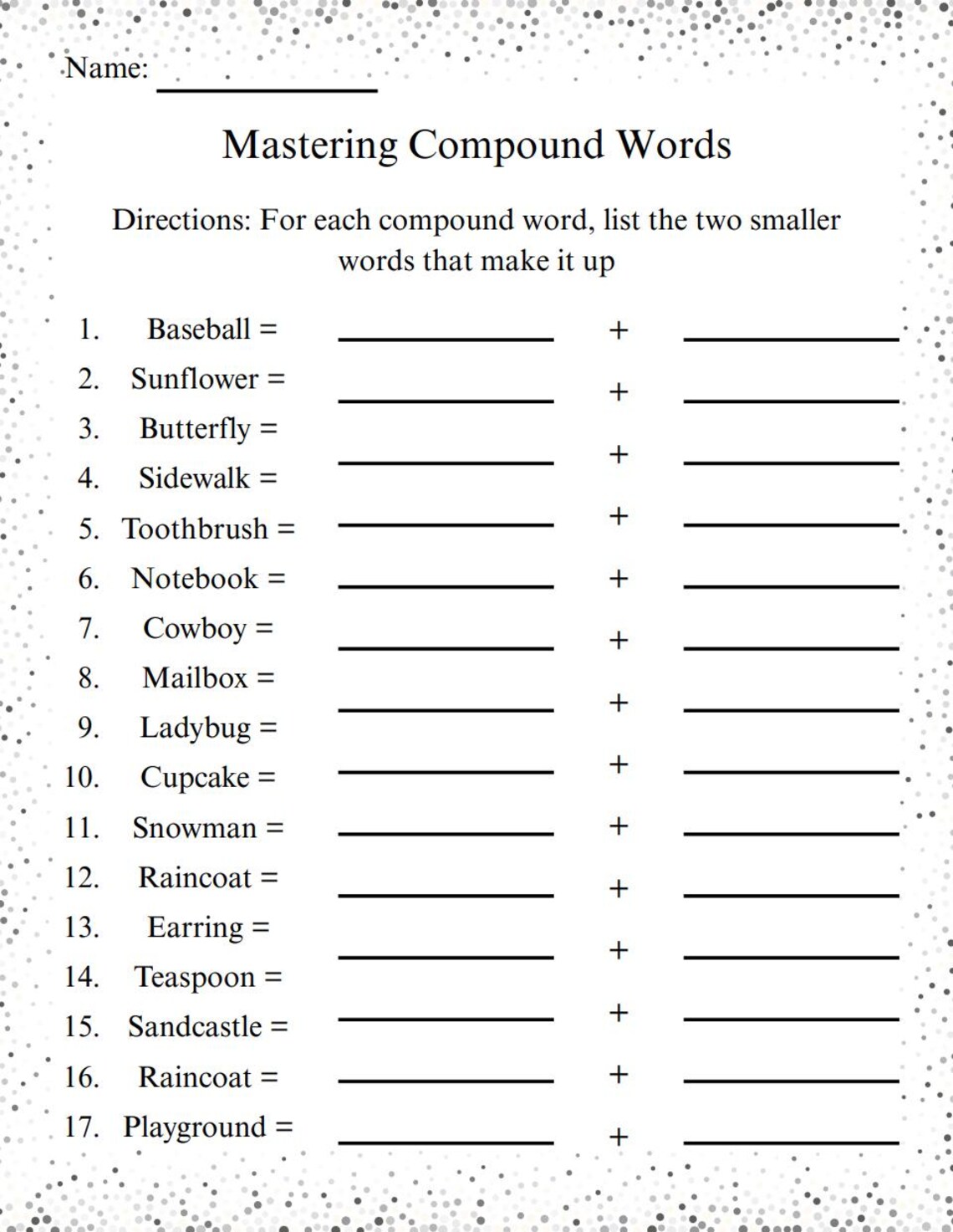 Compound Words Worksheet for Kids | English Language Arts Activity ...