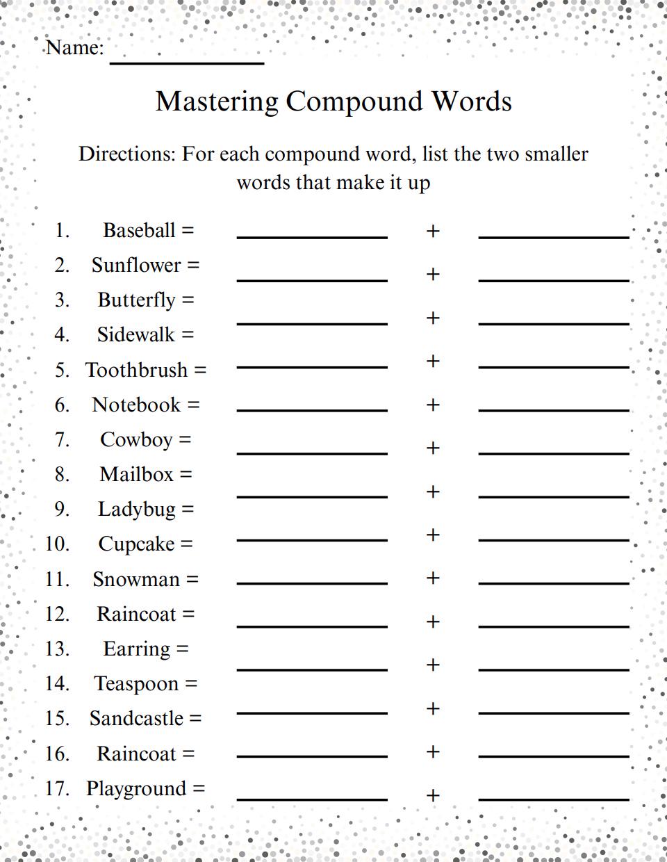 Compound Words Worksheet for Kids | English Language Arts Activity ...