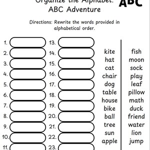 Spelling Adventure Alphabetizing Worksheet | Alphabetize, Color, Spell ...