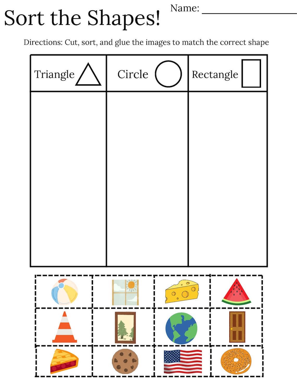 Shape Sorting Worksheet | Teaching Materials | Sorting Activity ...