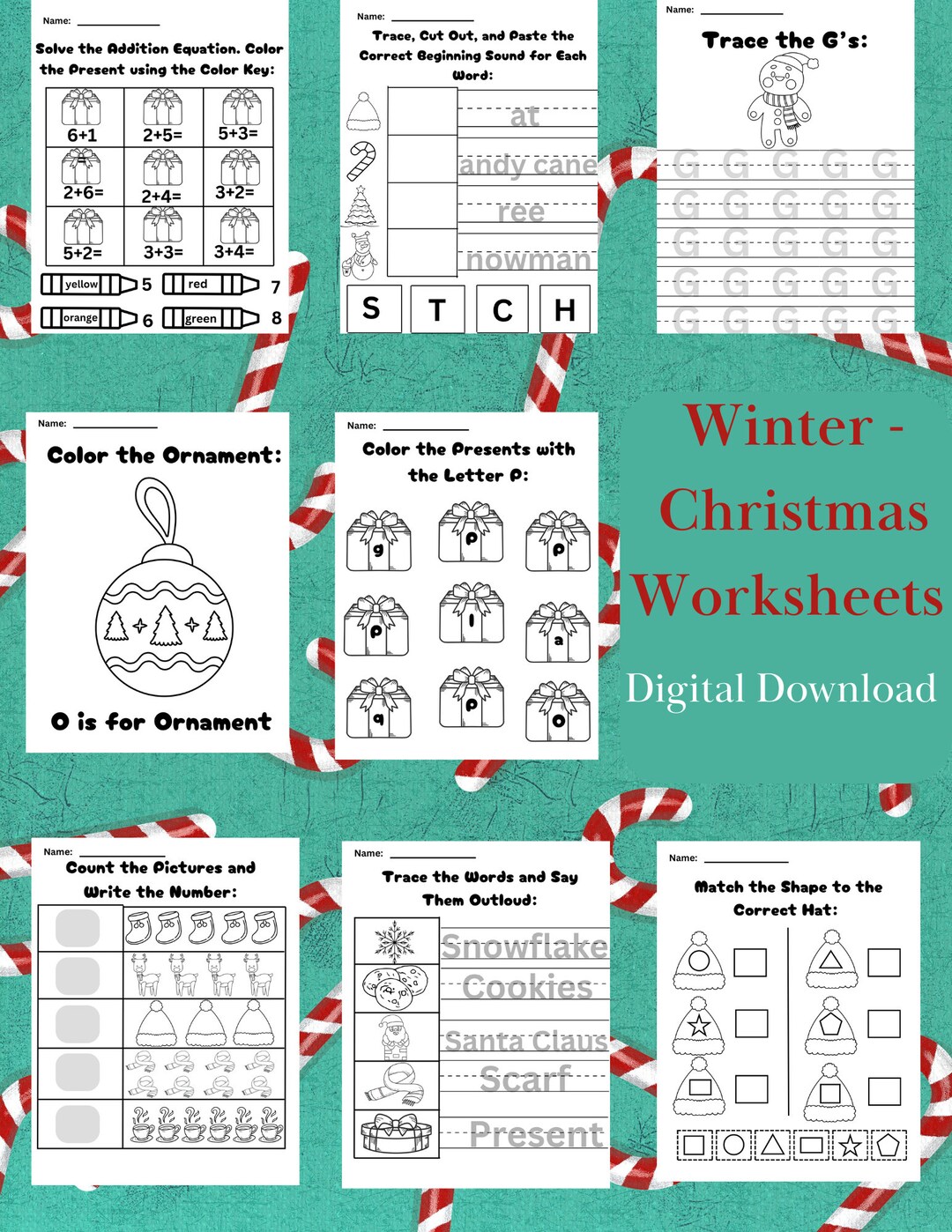 Winter Worksheet Bundle Homeschool Winter Worksheets Christmas Teaching ...