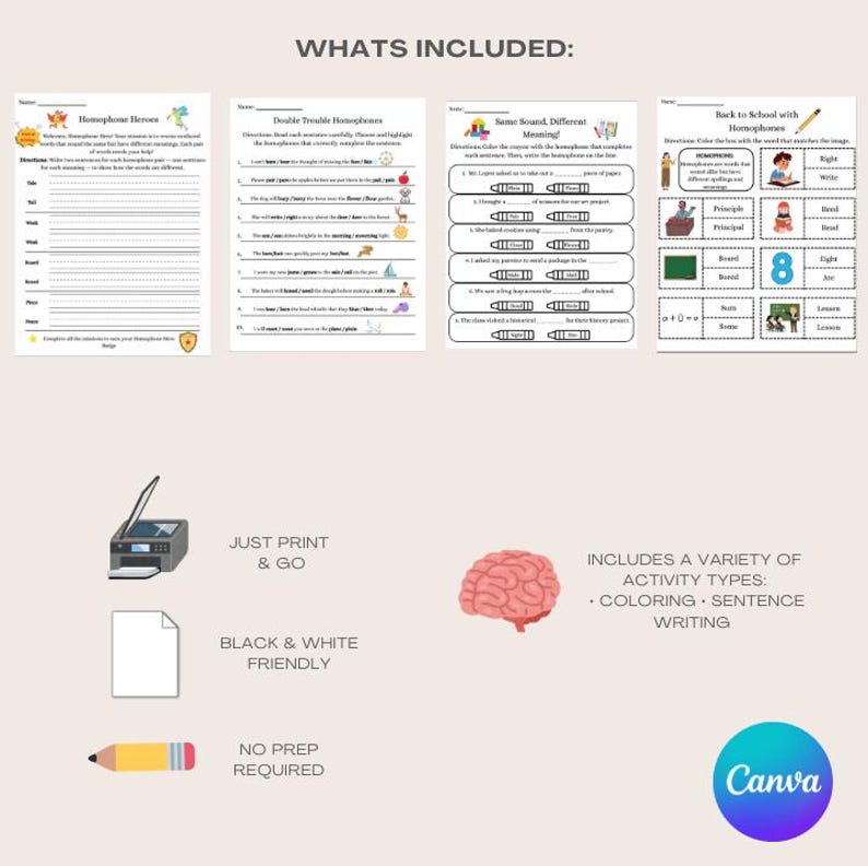 Homophones & Homographs Worksheet Bundle | Multiple Meaning Words ...
