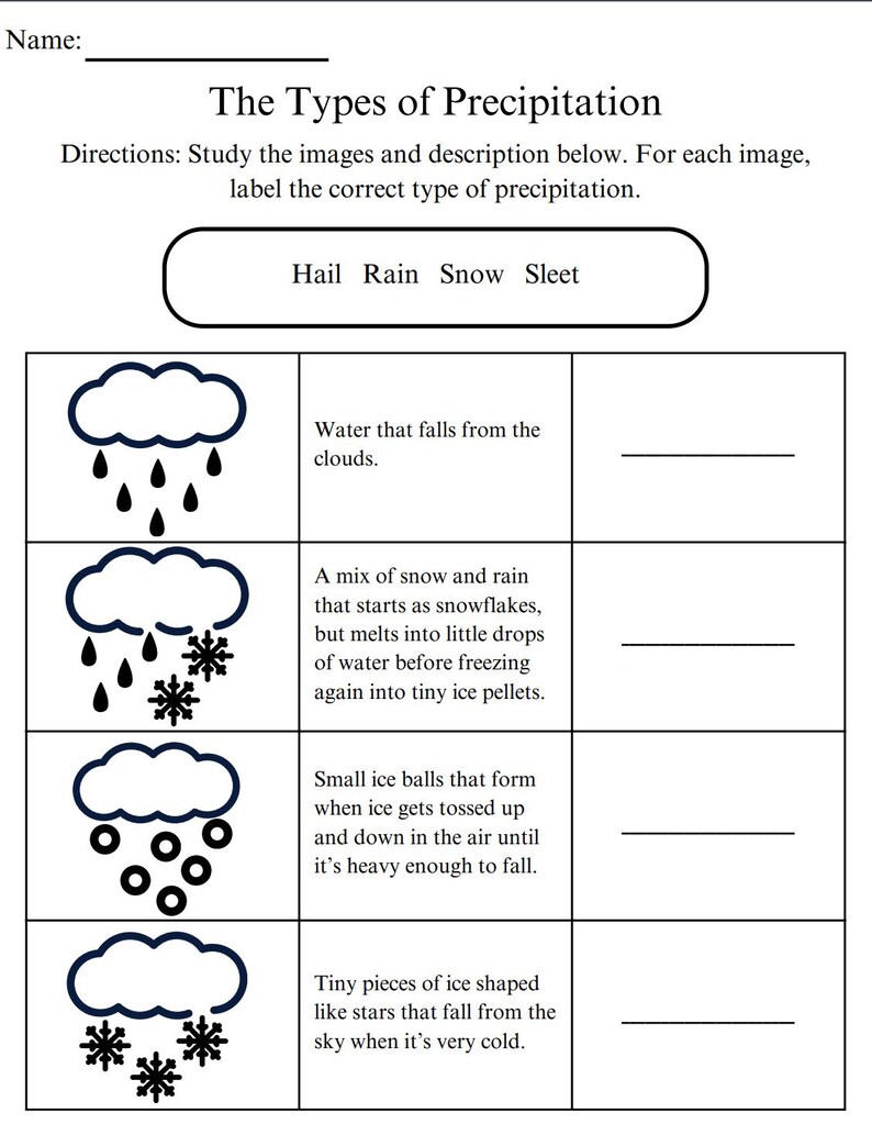 Weather Activity Worksheet Printable Bundle | Weather Vocabulary ...