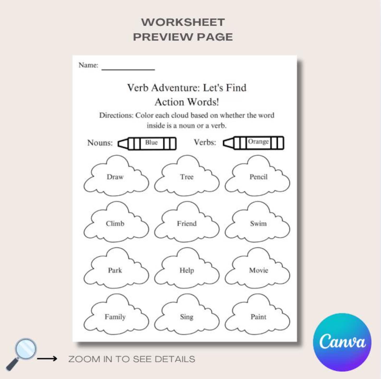 Types of Verbs Worksheets | Action Vs. Non-action Verb Activities ...