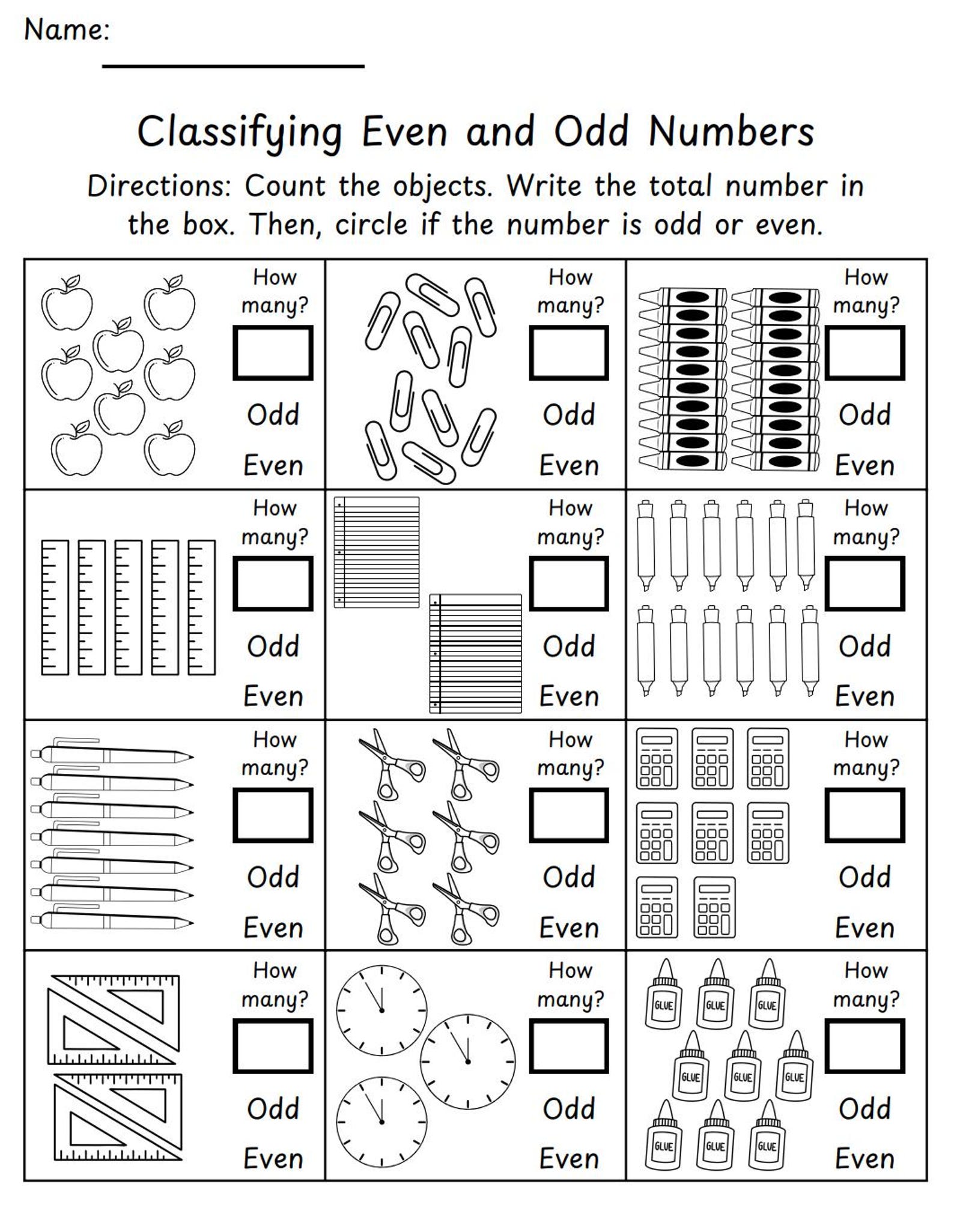 Classifying Even and Odd Numbers | Sorting Activity | Printable ...