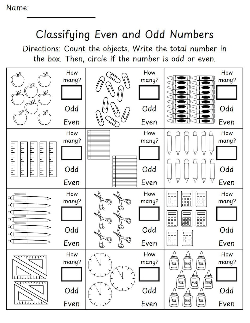 Classifying Even and Odd Numbers | Sorting Activity | Printable ...