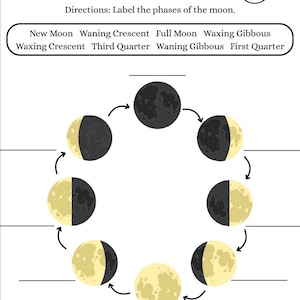 Phases of the Moon Worksheet | Printable Lunar Cycle Earth & Space ...