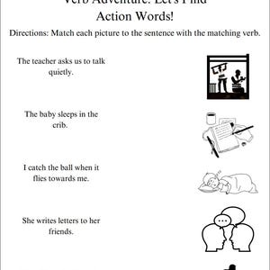Types of Verbs Worksheets | Action Vs. Non-action Verb Activities ...