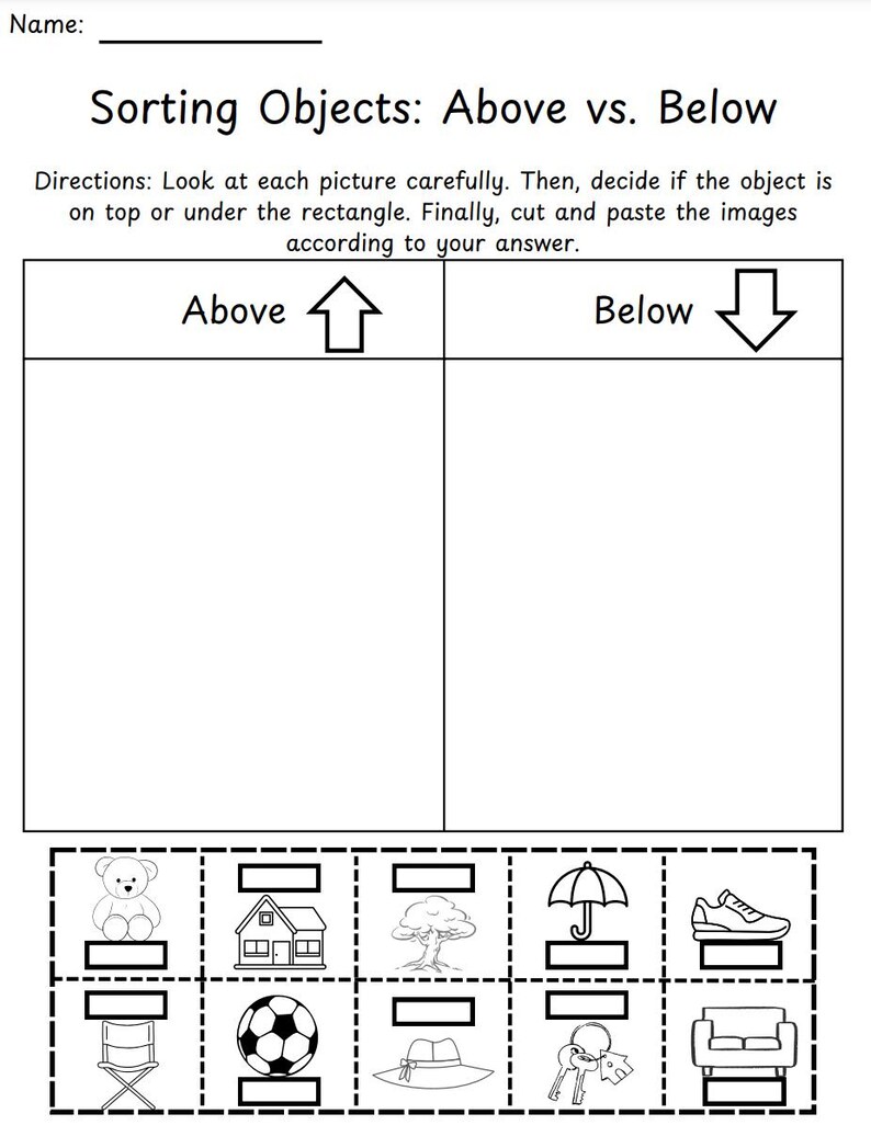 Sorting Objects: Above Vs. Below | on Top or Under | Teacher Materials ...