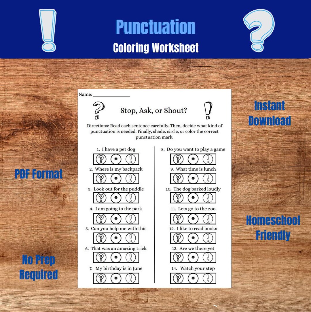 Sentence Punctuation Worksheet | Reading Comprehension | Statement ...