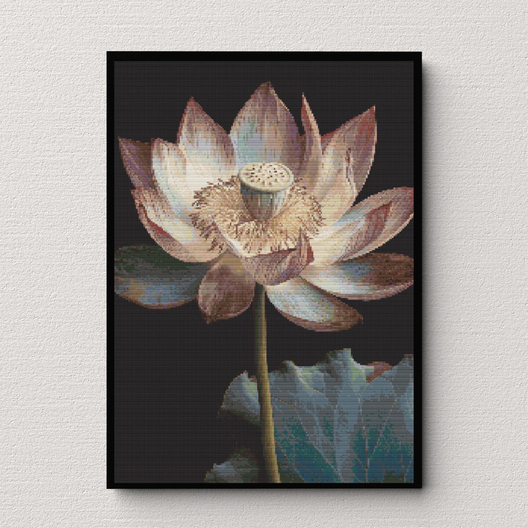 Lotus Flower Cross Stitch Pattern | Instant Download PDF | Floral ...