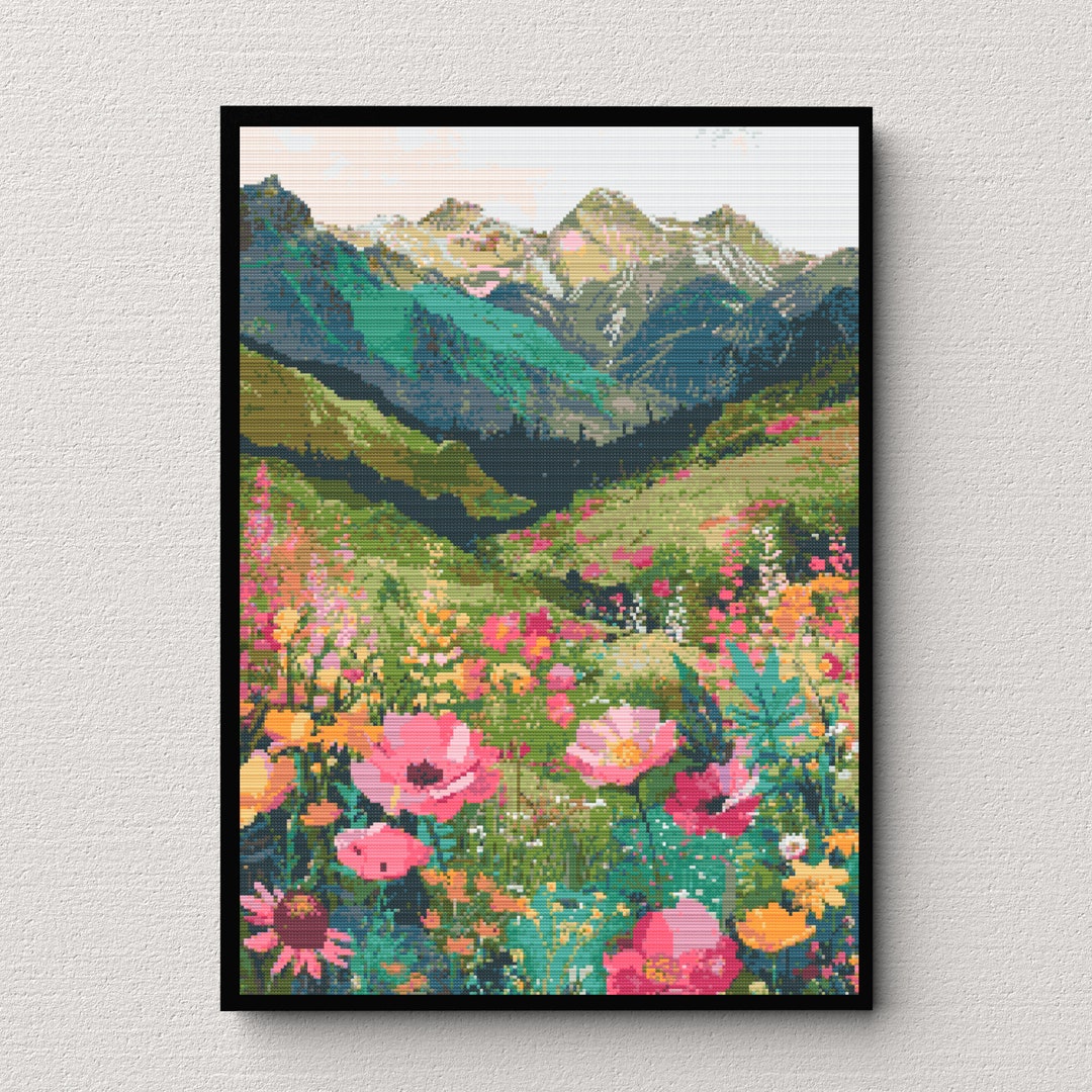 Majestic Mountain Landscape Cross Stitch Pattern | Instant Download ...