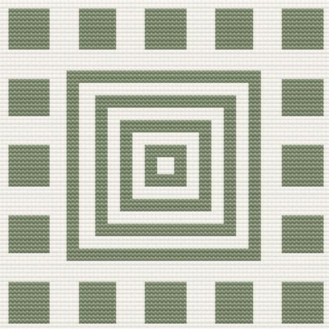 Sage Green Concentric Squares Cross Stitch Pattern PDF | Modern ...
