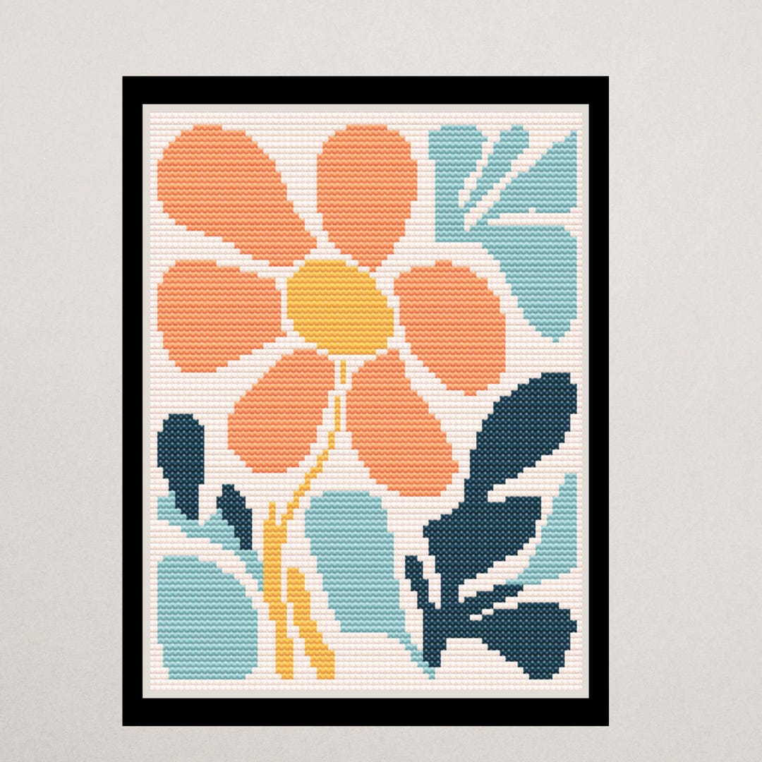 Modern Daisy Cross Stitch Pattern | Floral Embroidery DIY (PDF) - Etsy