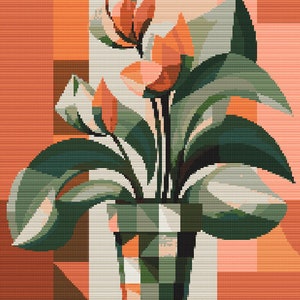 Modern Botanical Bliss - Orange Blooms and Geometric Charm | Cross ...