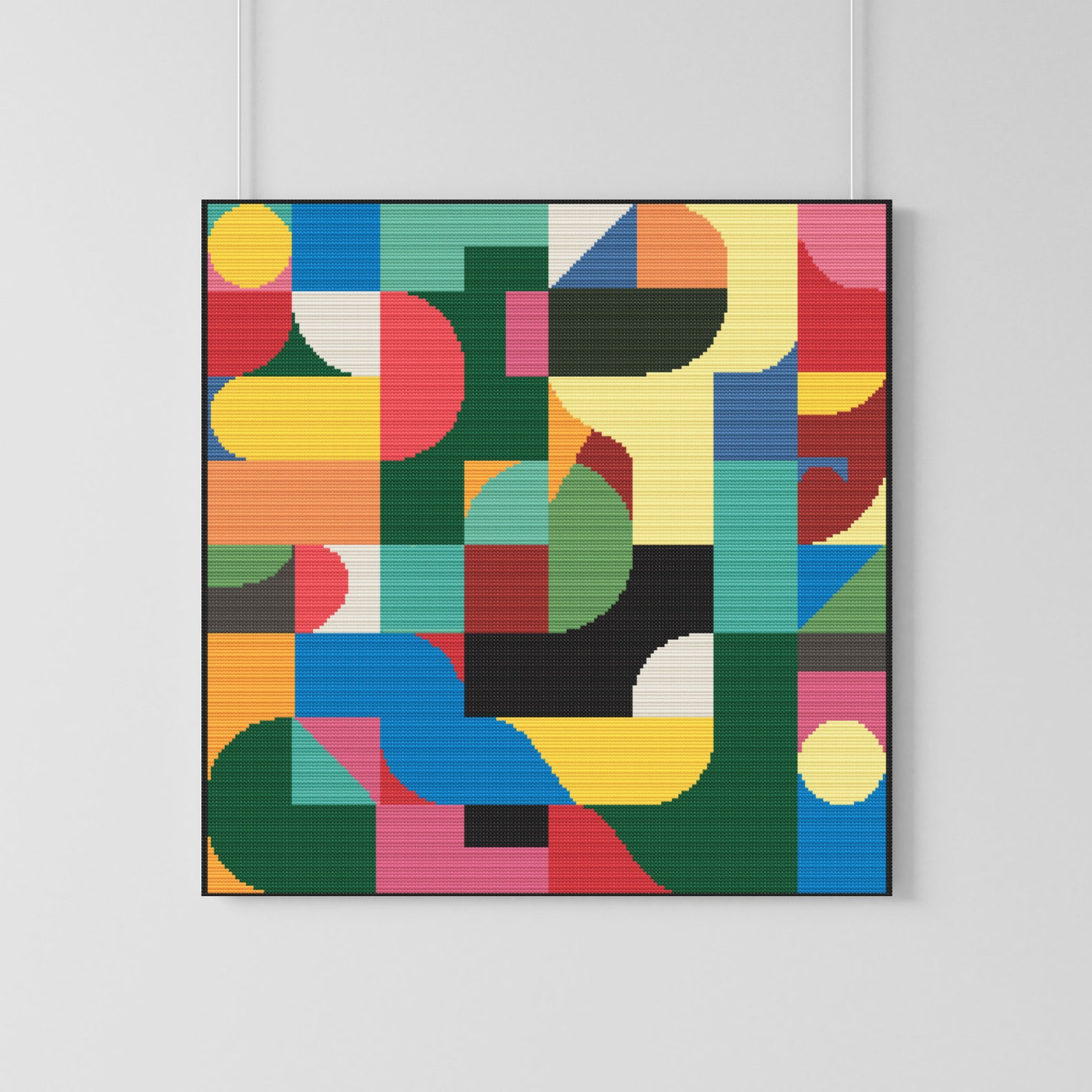 Vibrant Abstract Cross Stitch Pattern - Colorful Geometric Design ...