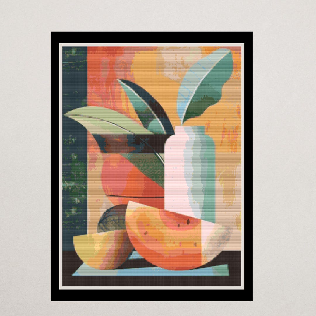 Modern Abstract Still Life Cross Stitch Pattern | Cross Stich Pattern ...