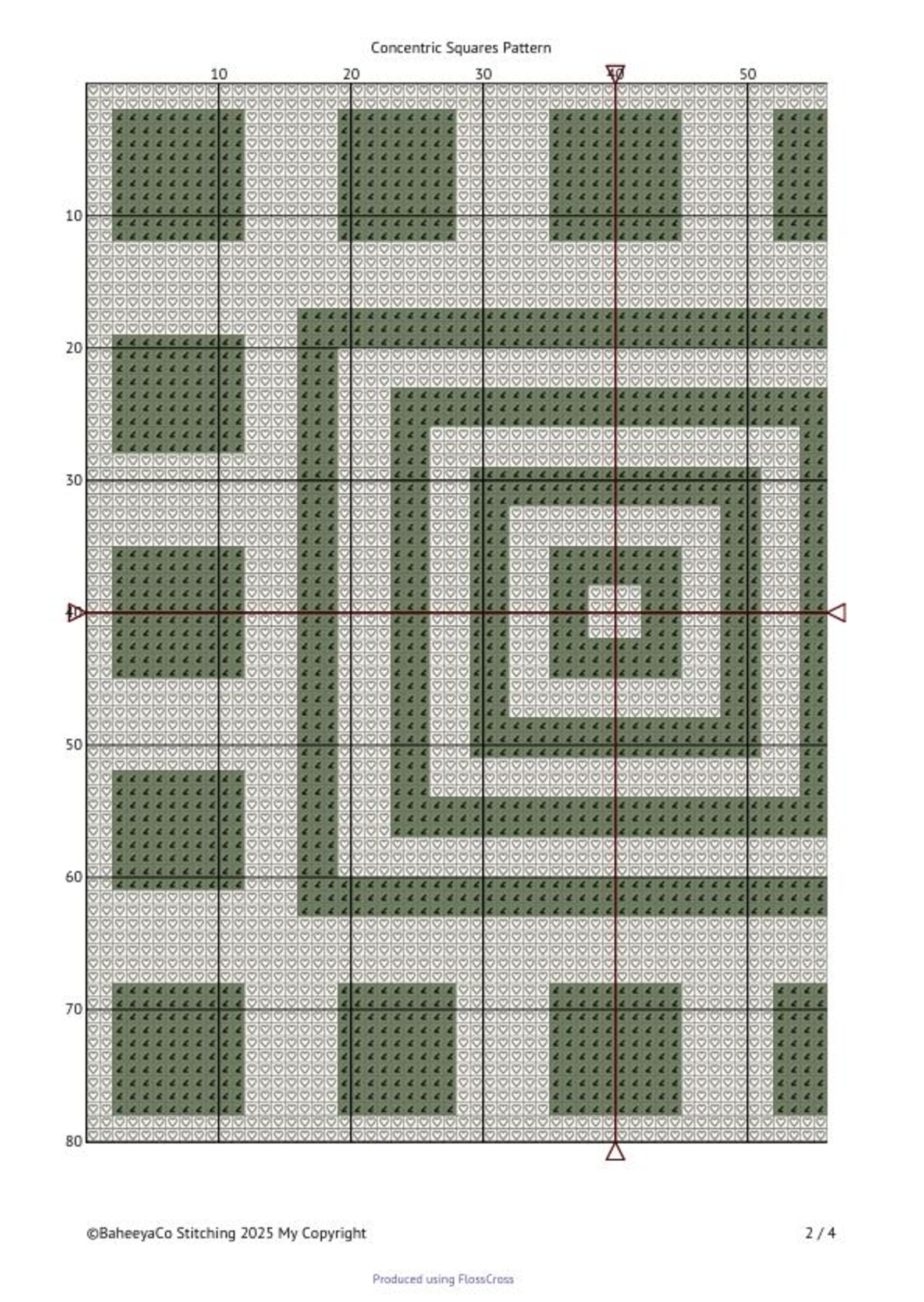 Sage Green Concentric Squares Cross Stitch Pattern PDF | Modern ...