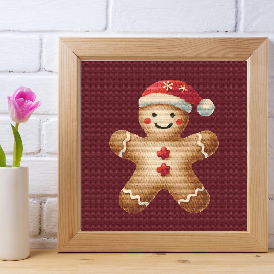 Cute Gingerbread Man Cross Stitch Pattern | Christmas Cookie With Santa ...