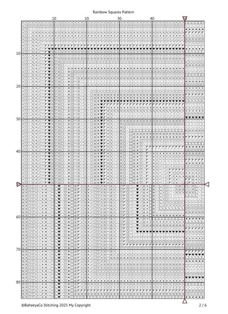 Rainbow Squares Cross Stitch Pattern – Geometric Quilt Design (digital ...