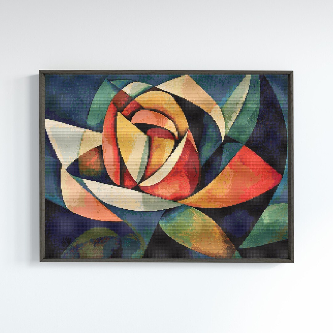 Cubist-inspired Geometric Cross Stitch Pattern - Modern Abstract Design ...