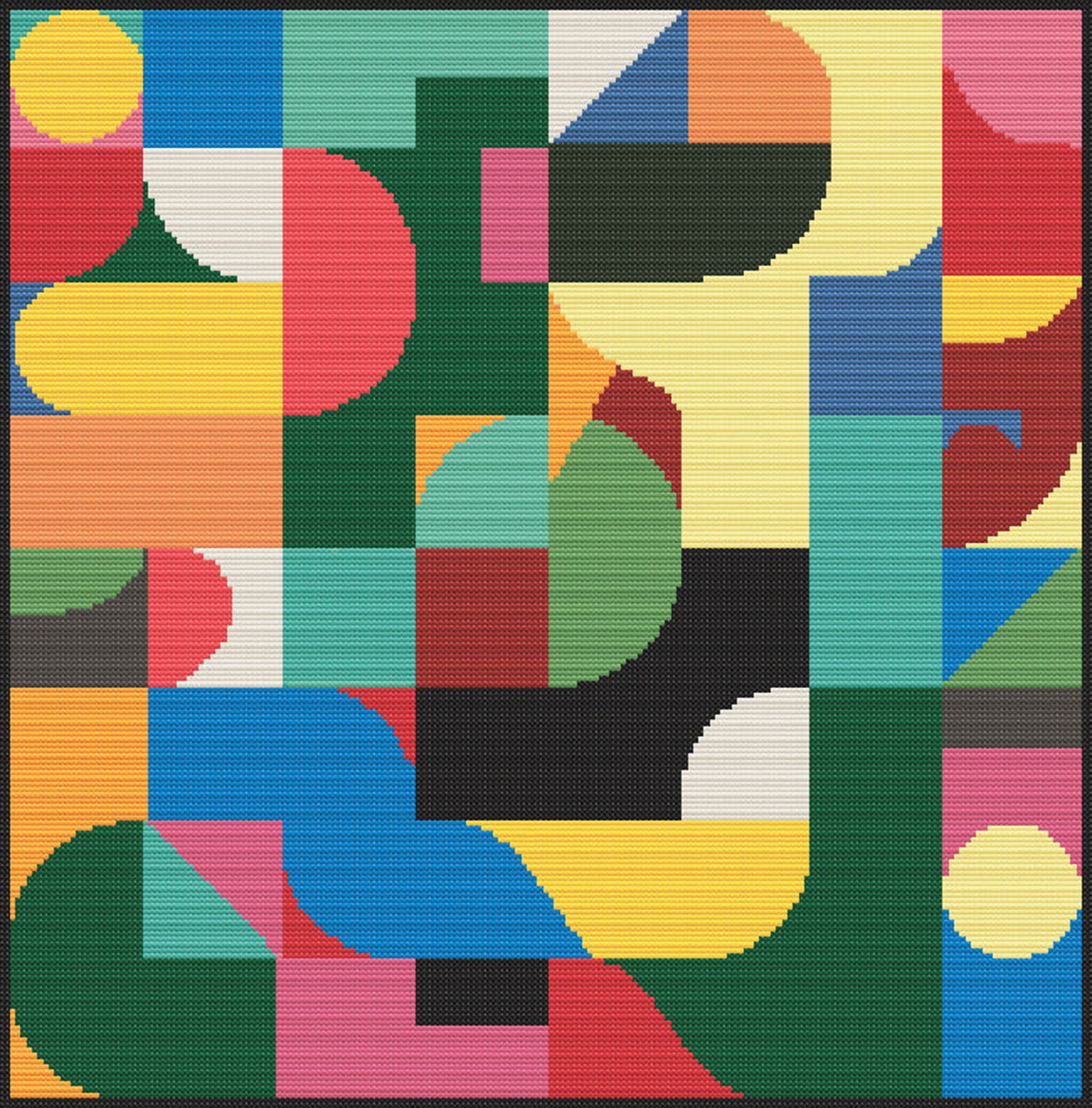 Vibrant Abstract Cross Stitch Pattern - Colorful Geometric Design ...