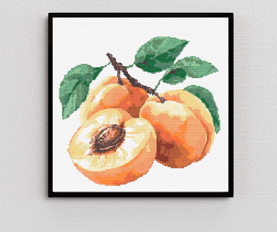 Apricot Cross Stitch Pattern | Watercolor Fruit Embroidery (digital ...
