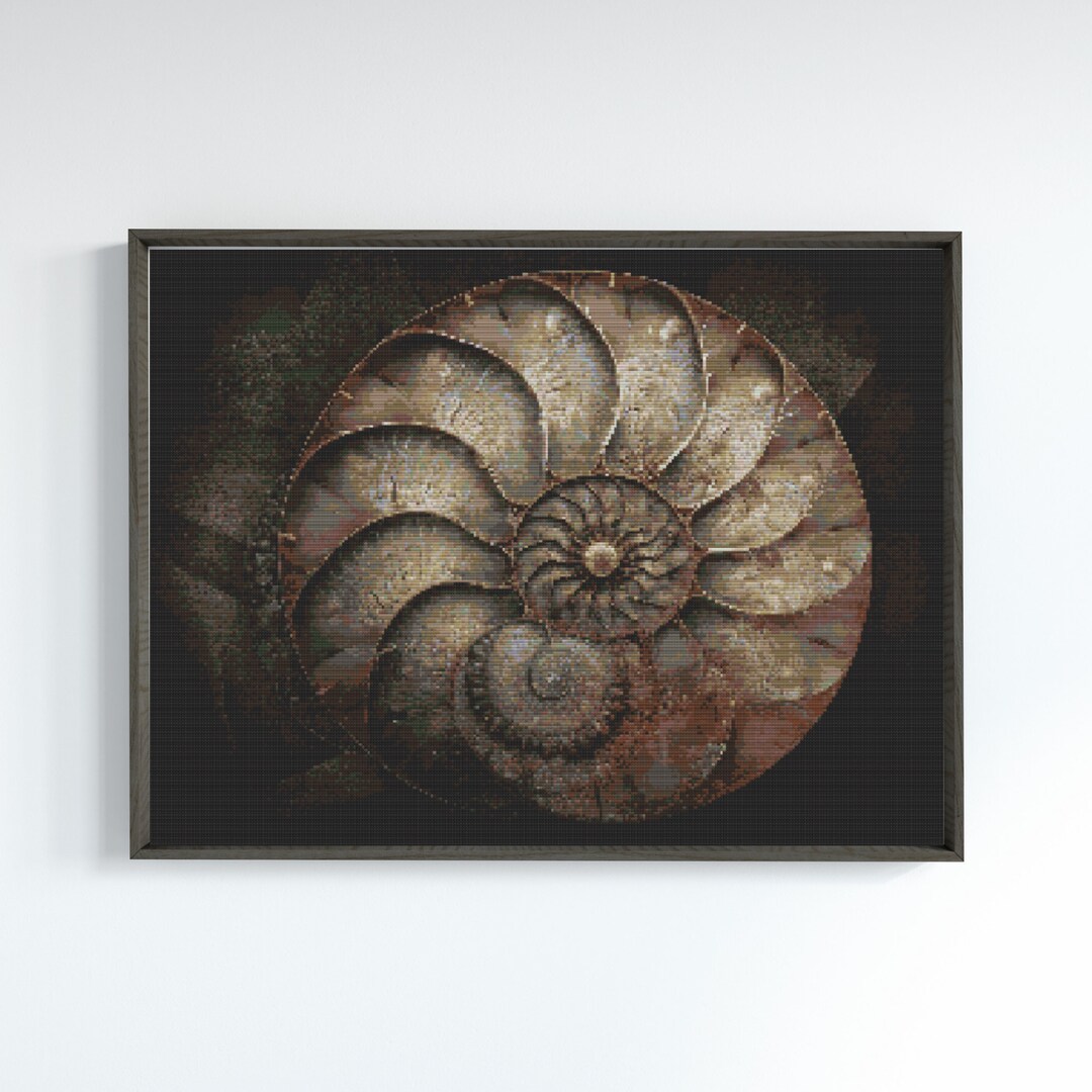 Ancient Ammonite Fossil Cross Stitch Pattern | Instant Download PDF ...