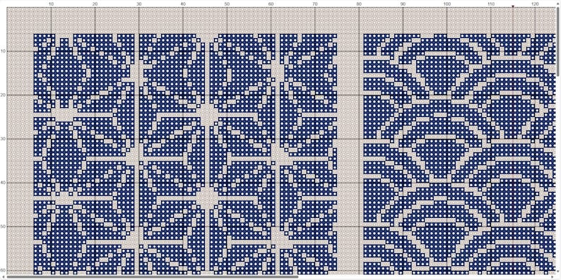 Japanese Sashiko Cross Stitch Pattern | Blue & White Geometric ...